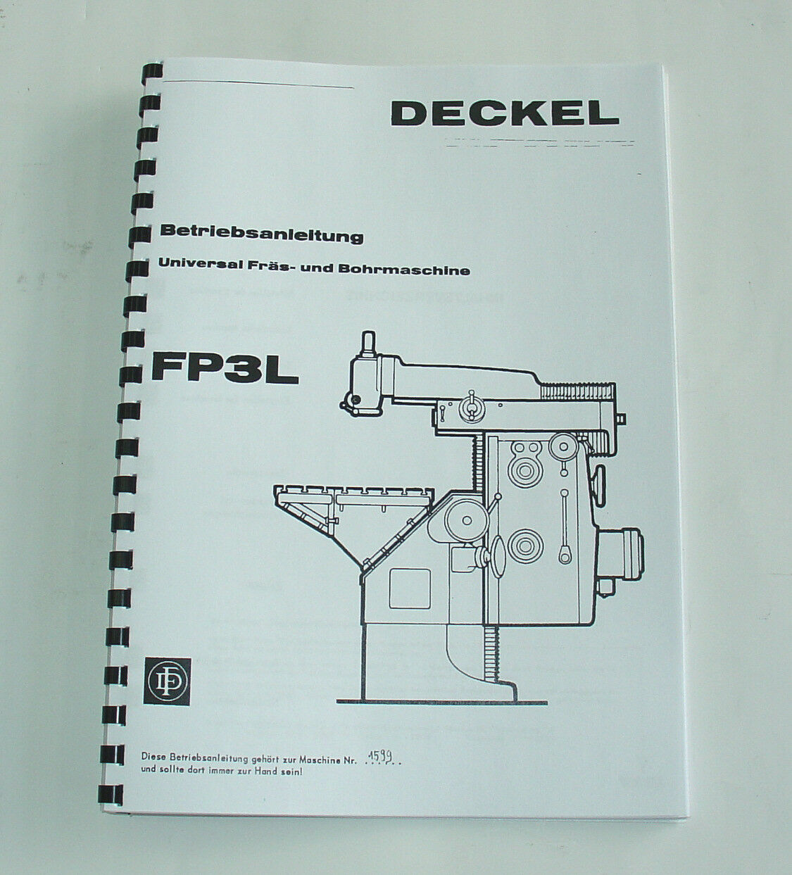 Betriebsanleitung Deckel Fräsmaschine FP3L, bis Bj.75 | eBay